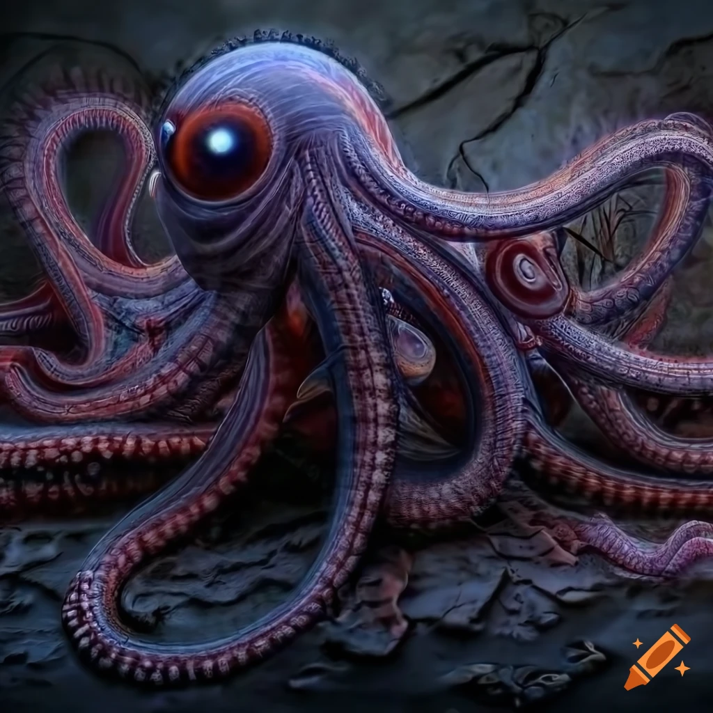 A mysterious alien creature with tentacles and otherworldly presence ...