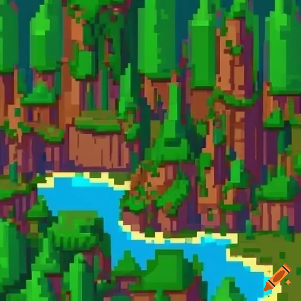 Pixelated realm lies on Craiyon