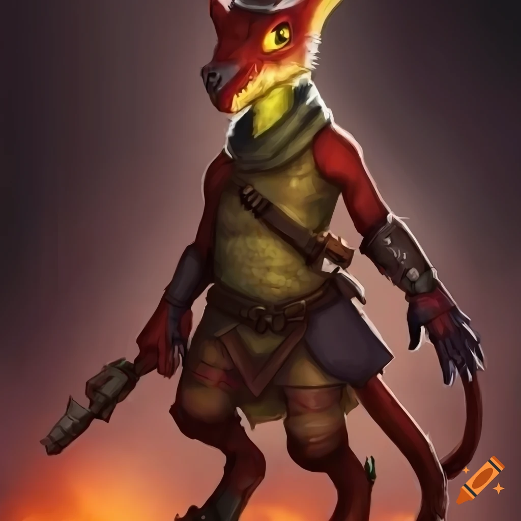 Anthropomorphic Kobold Adventurer in a Sharp art style HD hi res ultra ...