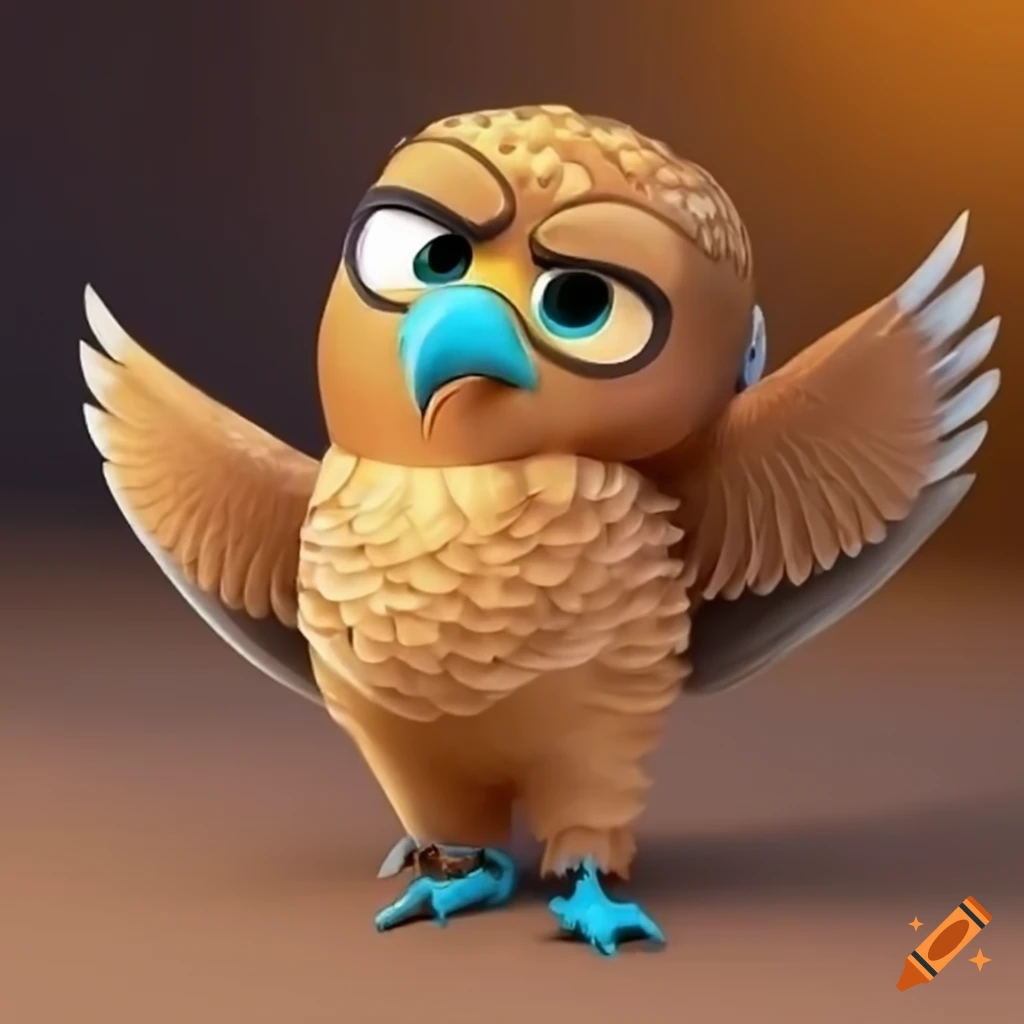 Pixar chibi hawk character design on Craiyon