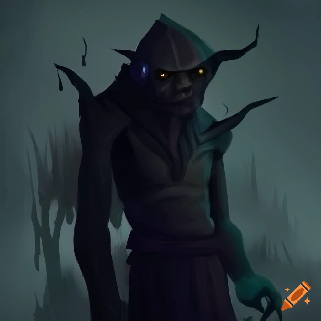 "generate an image of a menacing shadow goblin standing tall. the ...