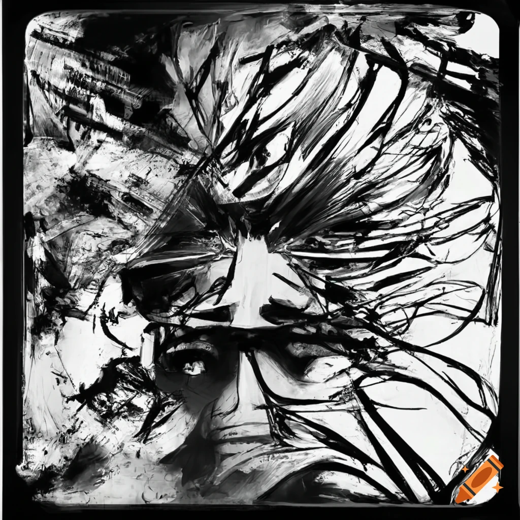 Art abstrait em trait noir fond blanc