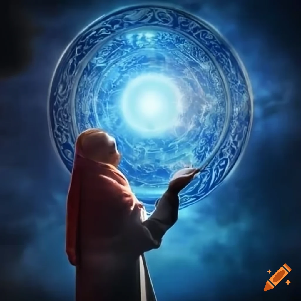 Arabian astrologer looking at the sky to calculate planet position