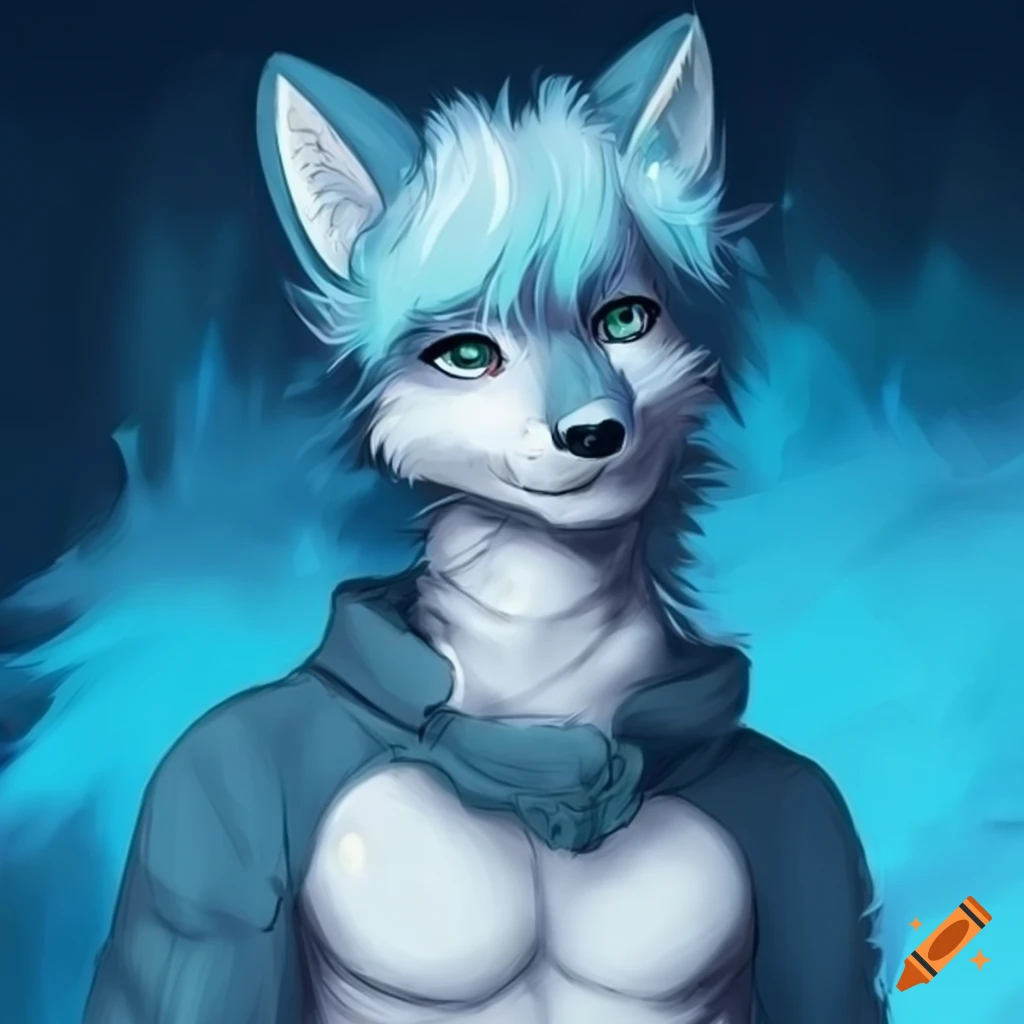 Furry artwork of an anthro ice fox on Craiyon