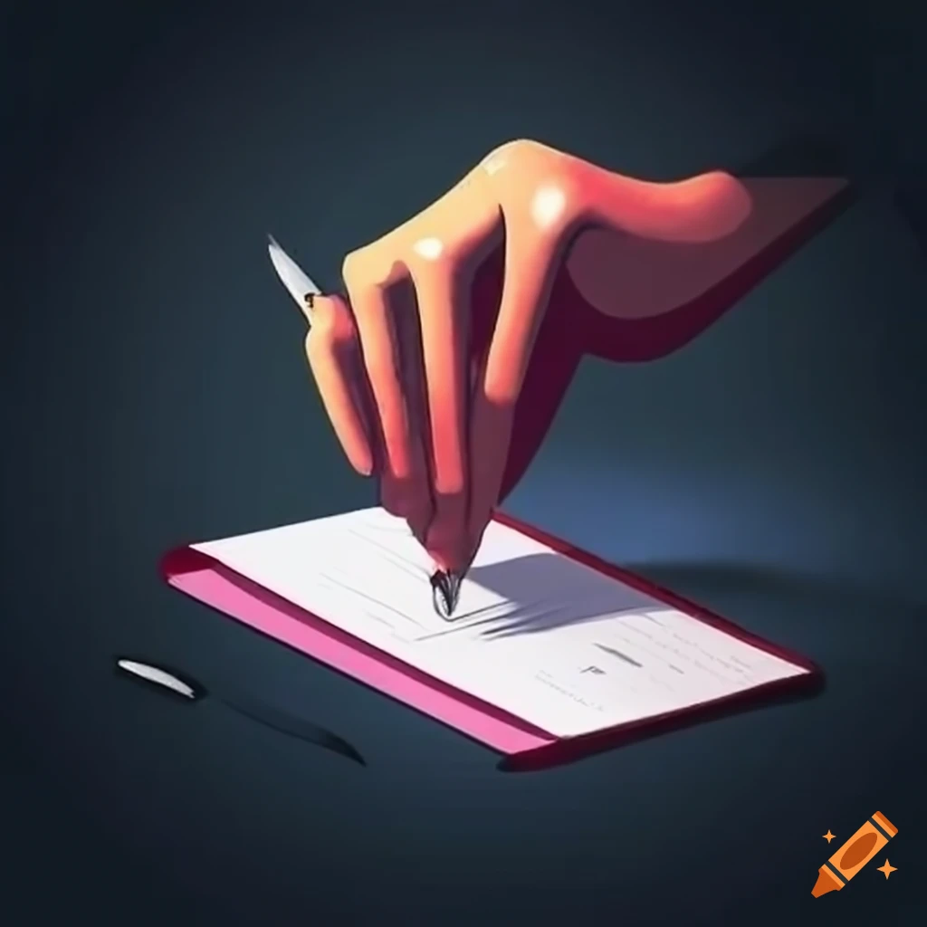 Hand signing a document#