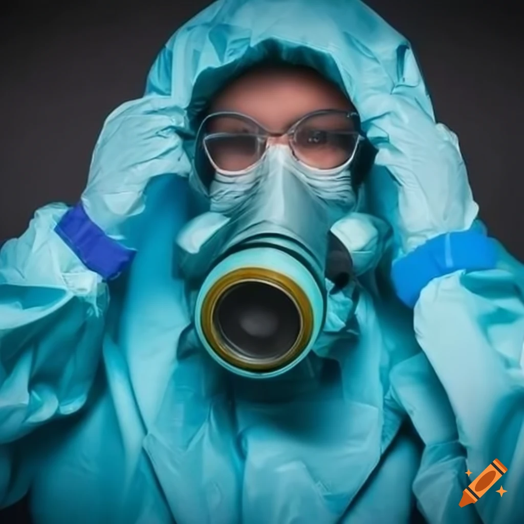 Laboratory scientist with chemical and gas protective suit on Craiyon