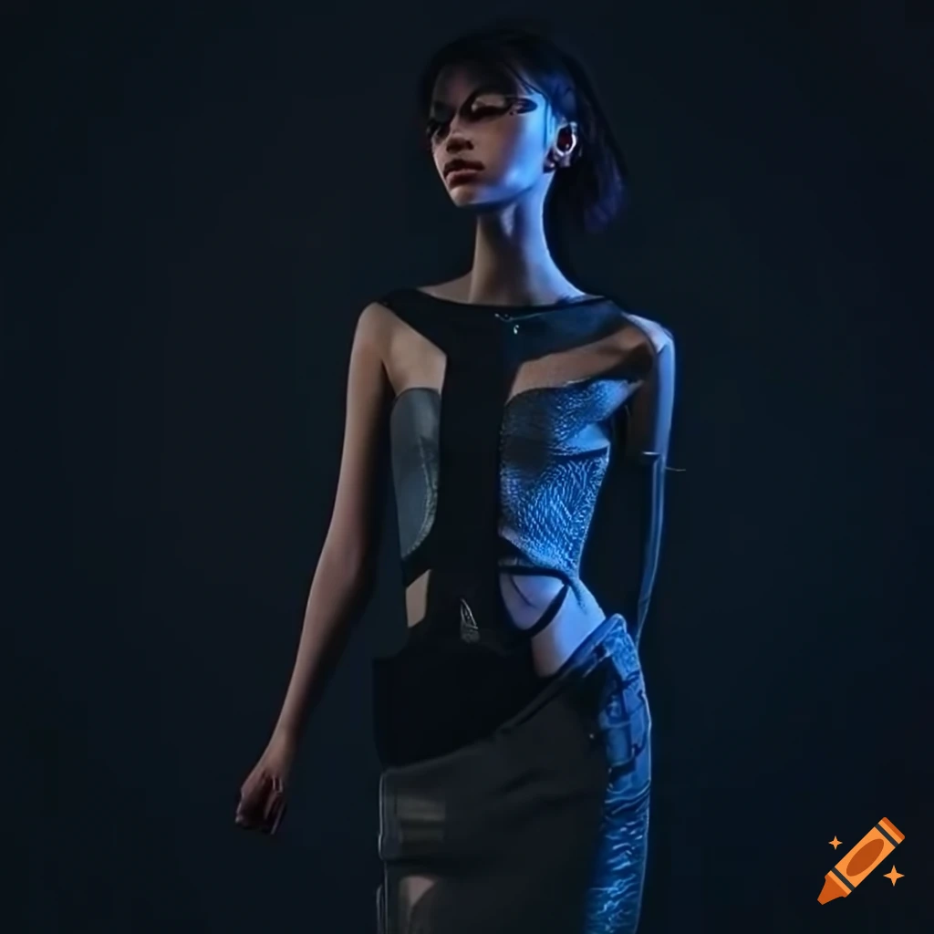 Street fashion techwear futuristic clothes slim size chest closeup ...