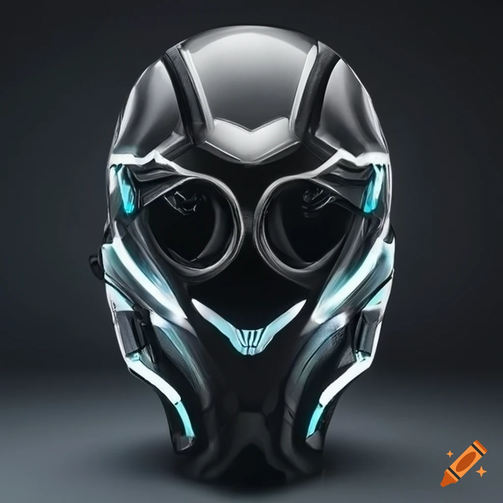 Sleek black symmetrical futuristic intricately detailed full-face ...