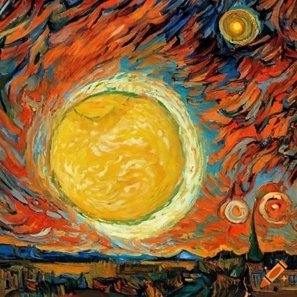 A dramatic solar eclipse painted by vincent van gogh, post ...