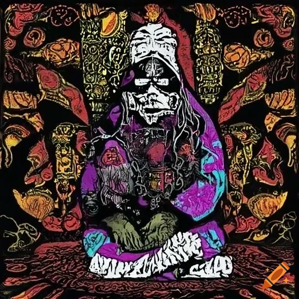 Groovy eccentric anthromorphic rat shaman clad in streetwear meditating ...