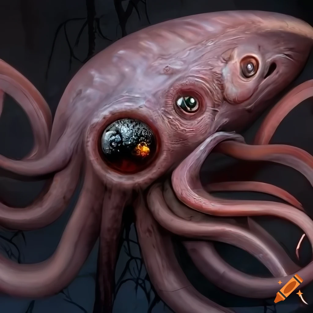 A mysterious alien creature with tentacles and otherworldly presence ...