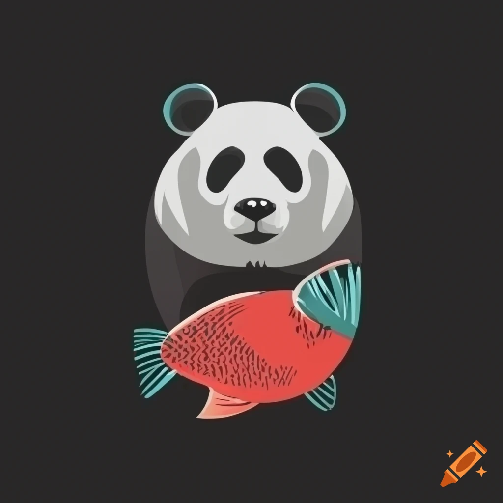 Panda salmon logo vector