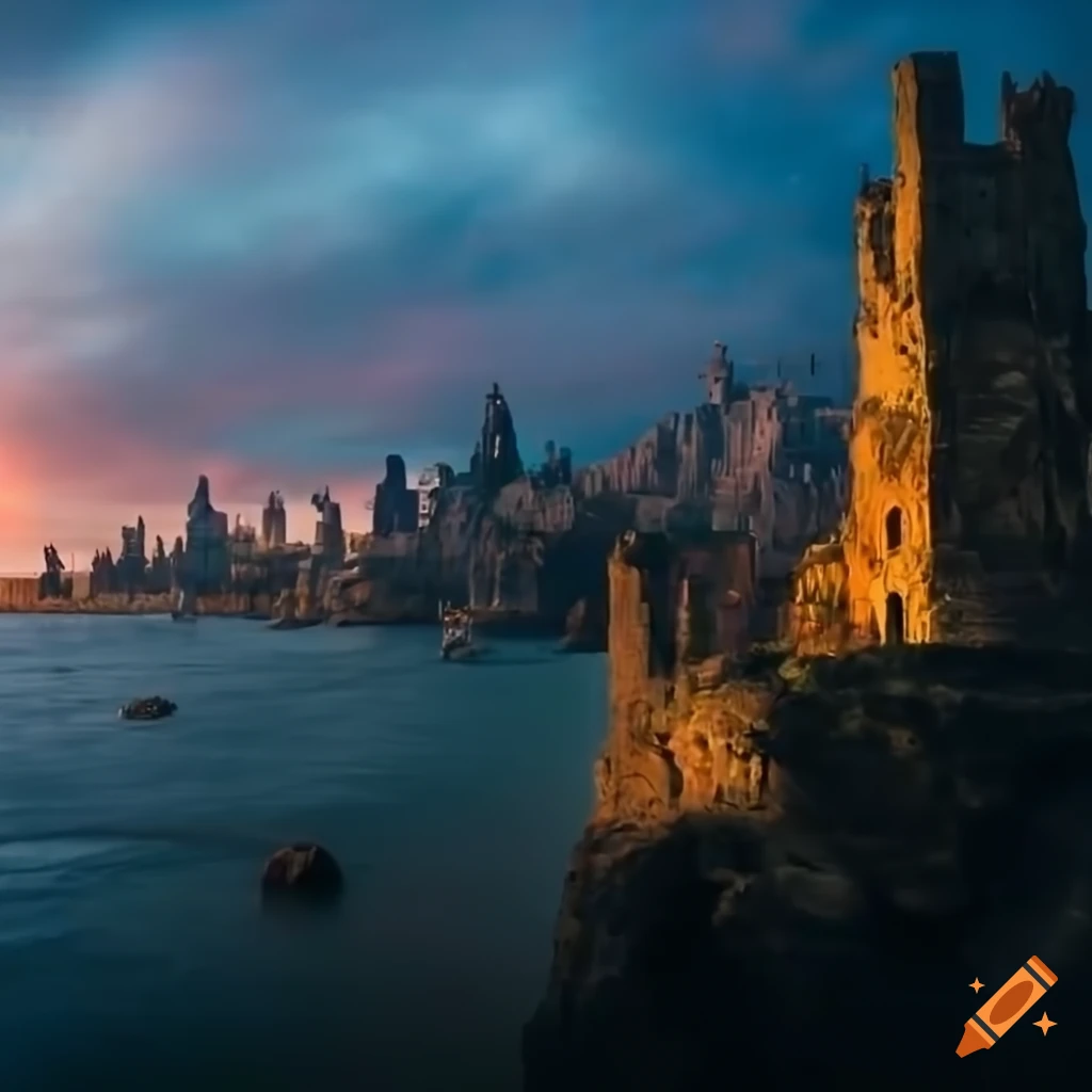 Multicultural eclectic fantasy cityscape mixed styles of architectures ...