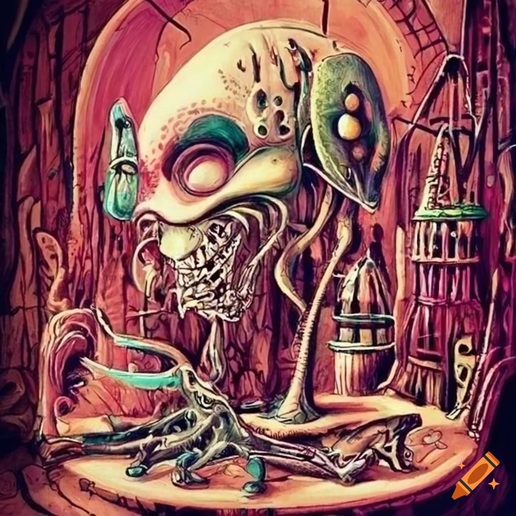 Joe fenton drawing scene decor microcosme many creatures surrealist ...