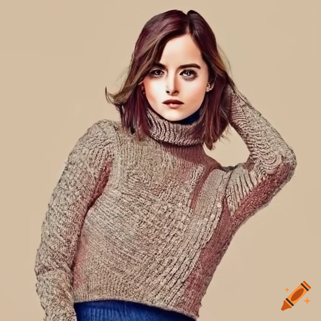 Jenna coleman in a cozy turtleneck sweater, posing for a fashion shoot ...