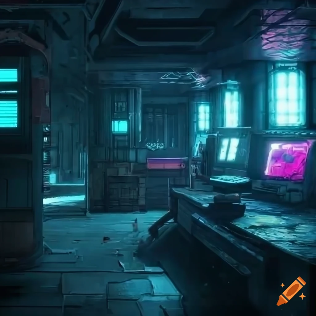 Cyberpunk hacker basement. neone. photorealistic, cinematic on Craiyon