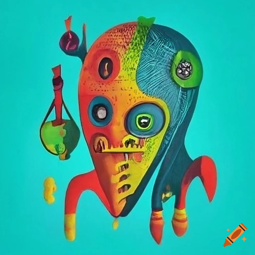 Alfred Pellan flat drawing graphique texture scene many creatures ...