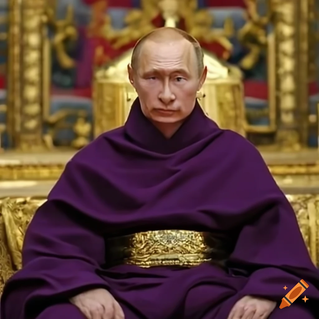 President putin wearing a purple monks robe and meditating on Craiyon