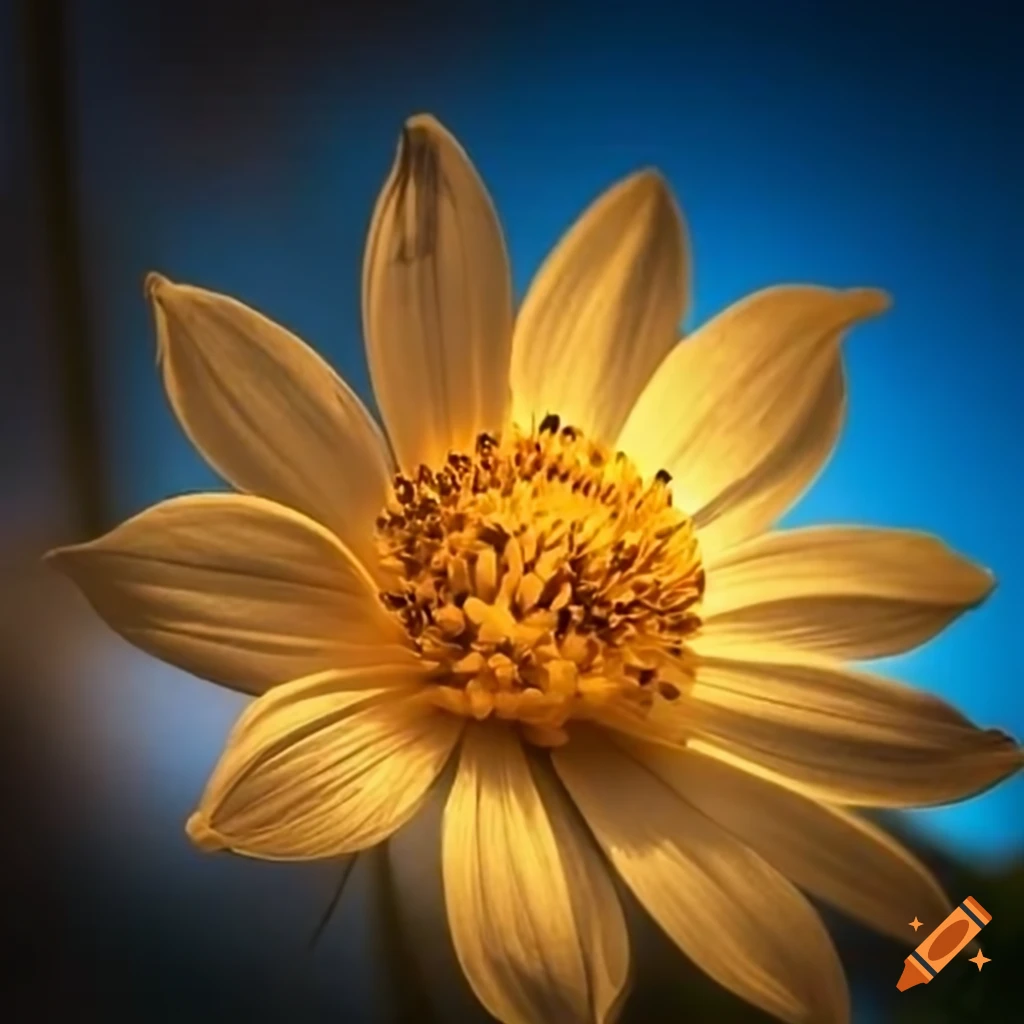 A golden flower with sun shine rise