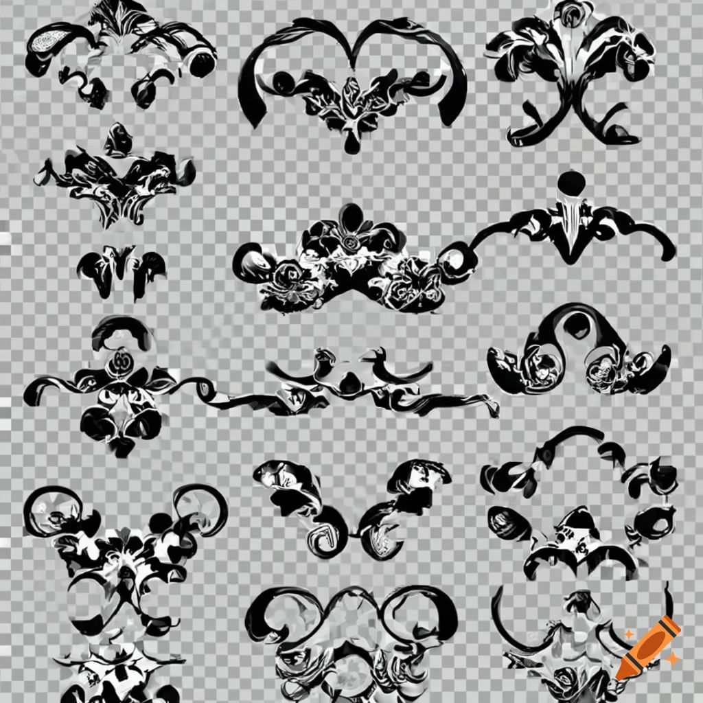 Victorian style flourishes, transparent background
