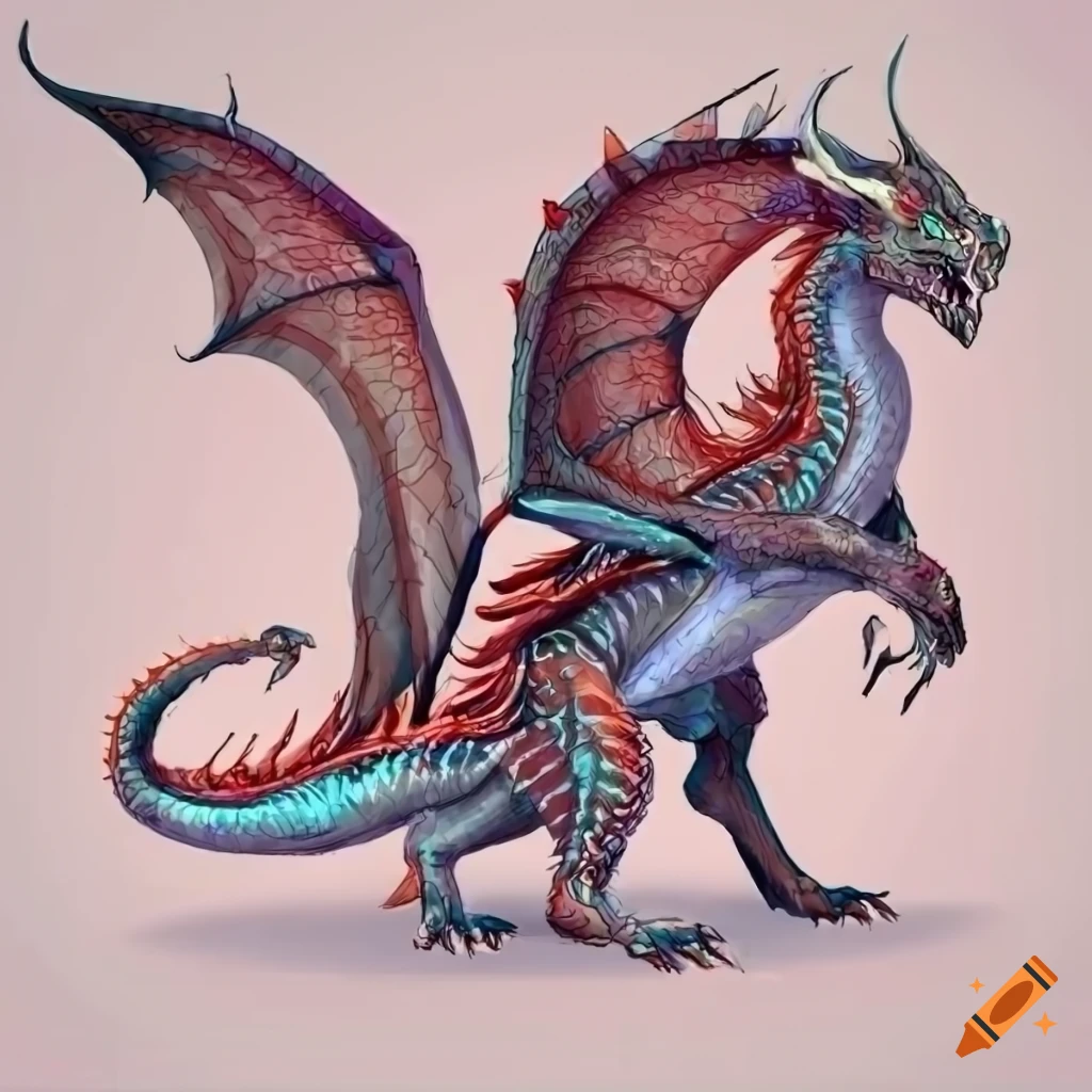 Concept designs of a dragon. full dragon body. dragon has four legs and ...