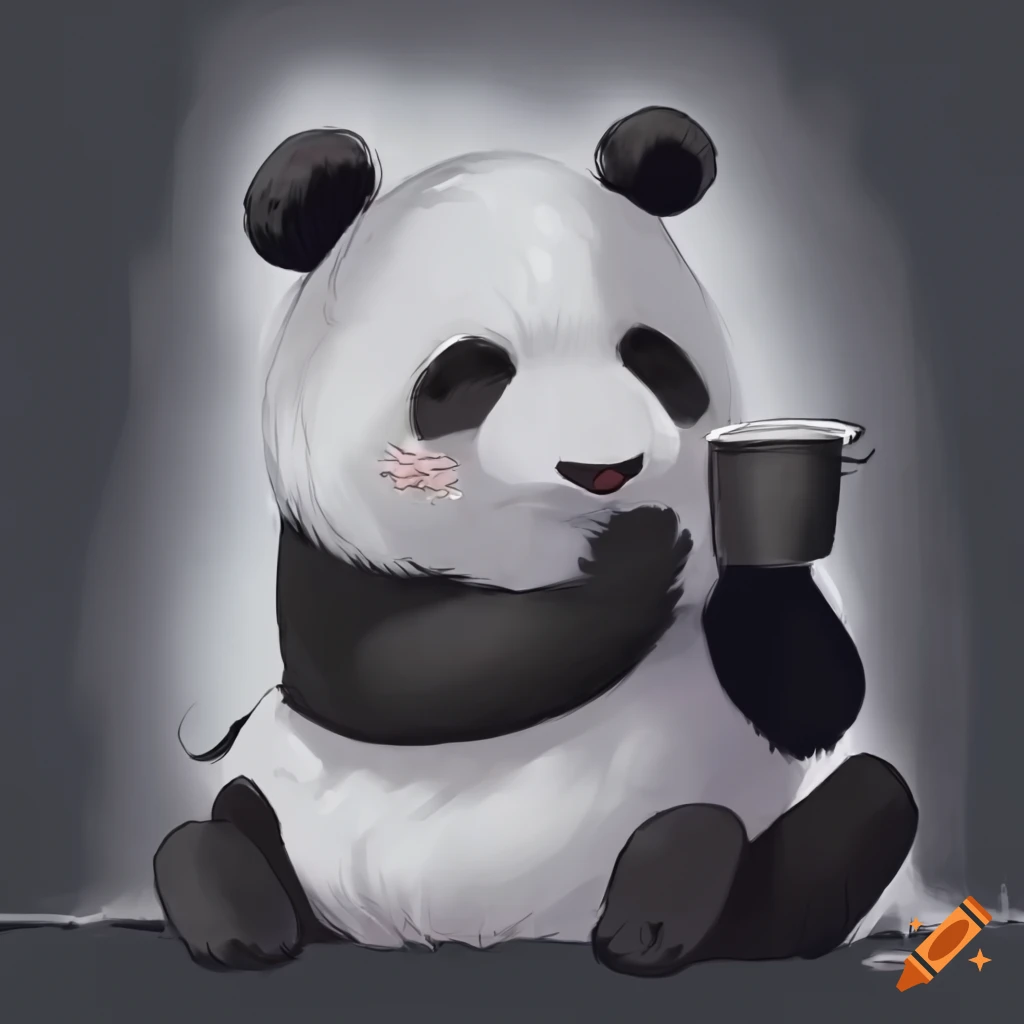 Panda drinking coffe on Craiyon