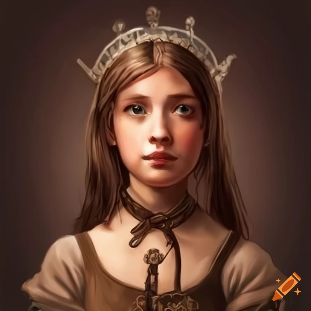 Medieval girl in town on Craiyon