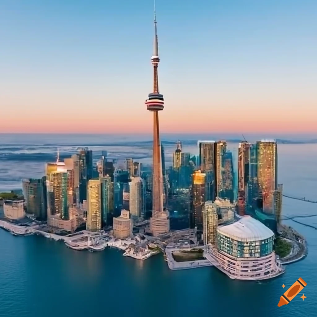 Drone aerial photo toronto skyline on Craiyon