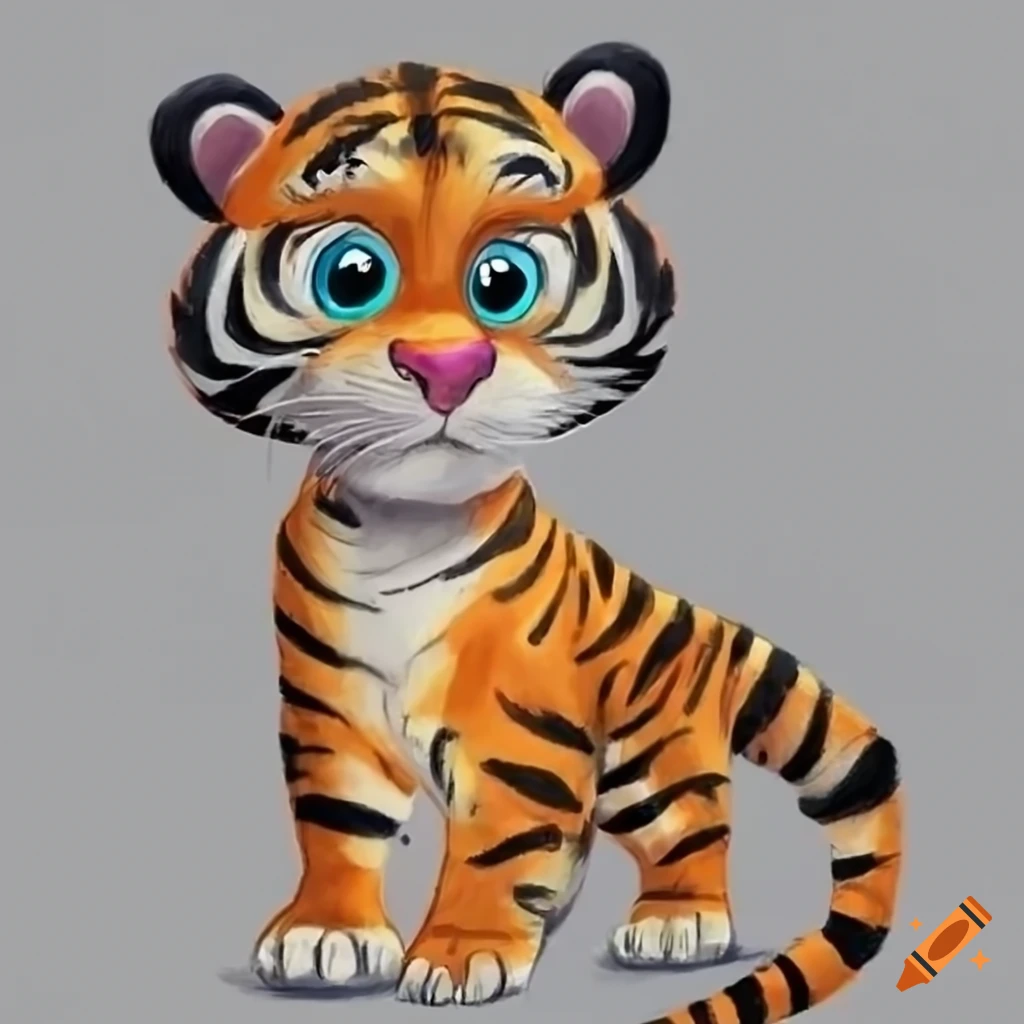 Pixar chibi tiger character design on Craiyon
