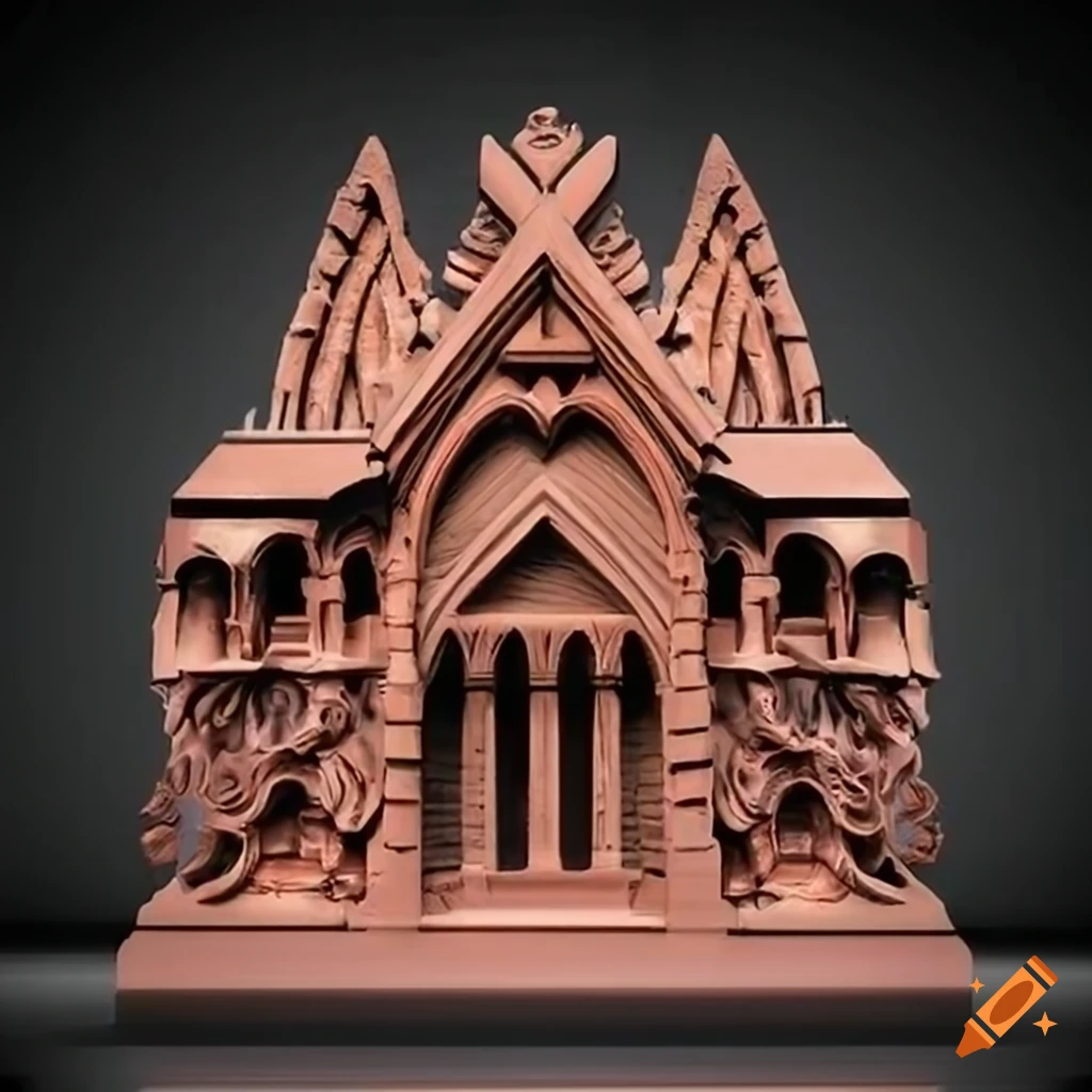‘architectural stave carving’-style, hd, complex brick sculpture ...