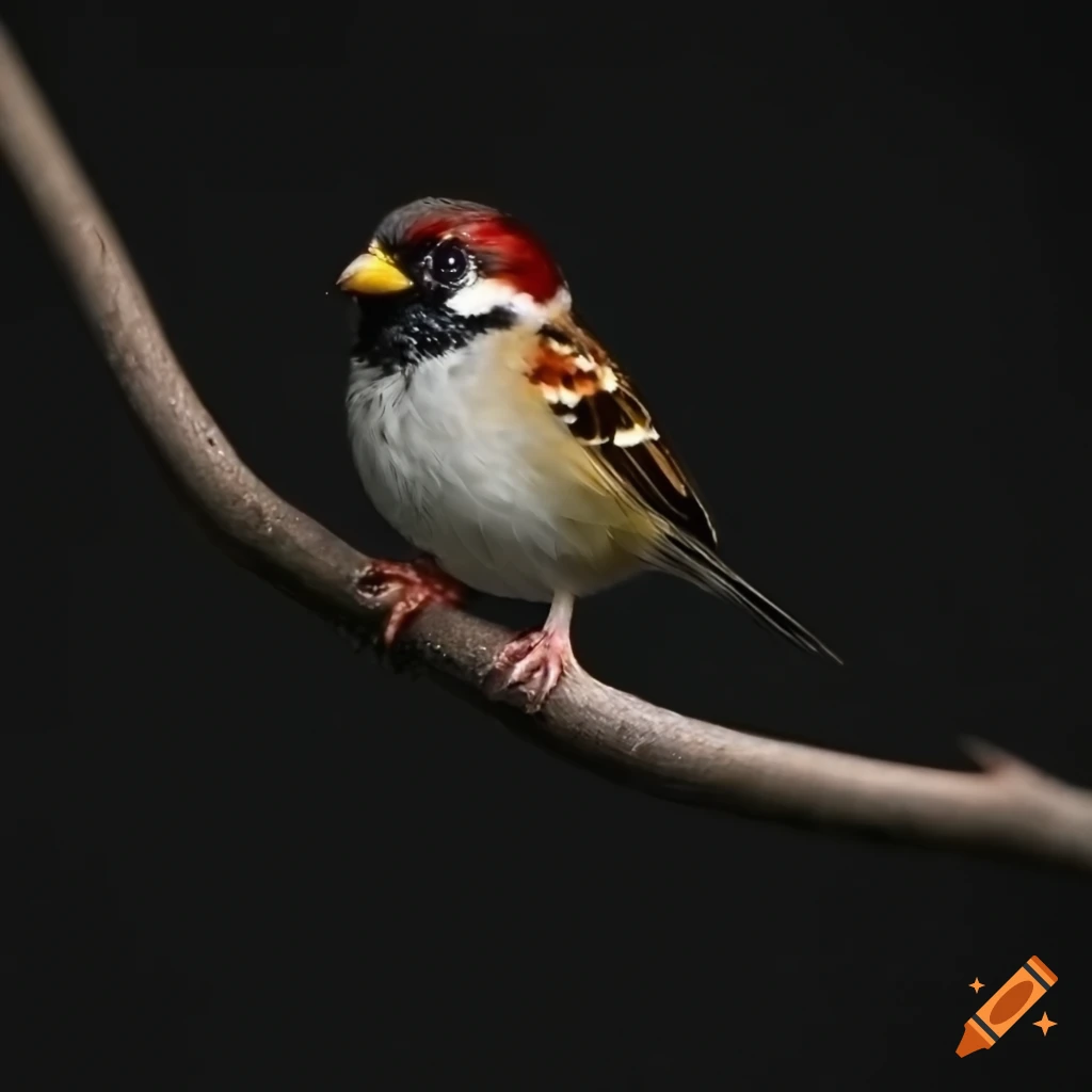 Japanese sparrow in the dark