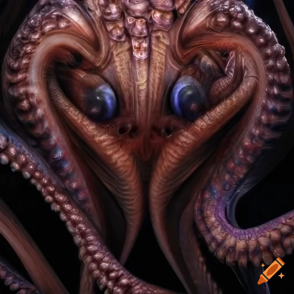 A mysterious alien creature with tentacles and otherworldly presence ...