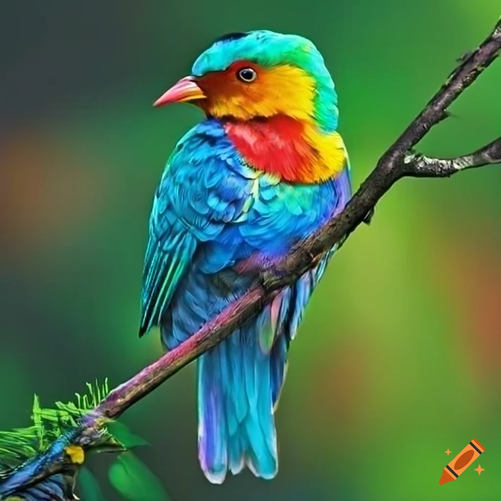 Bird multicolor on nature