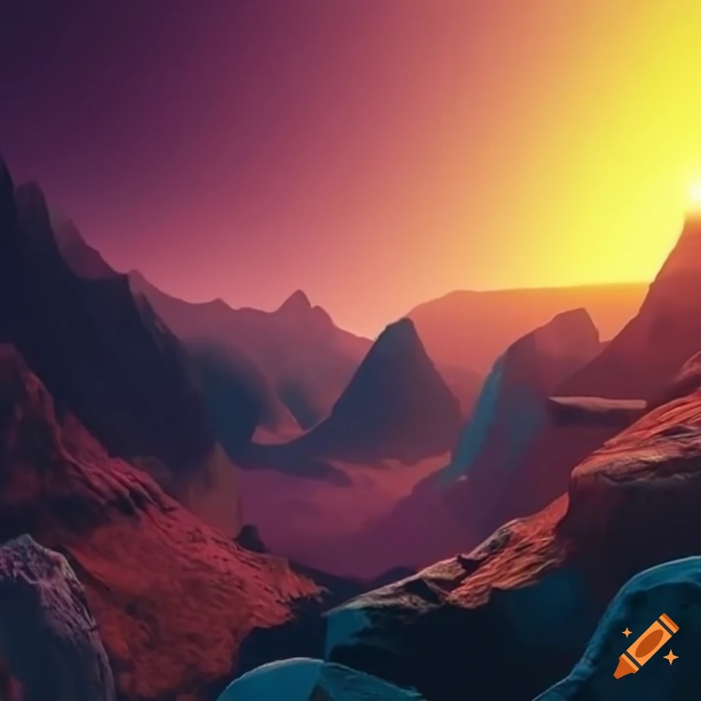 Virtual landscape filled on Craiyon