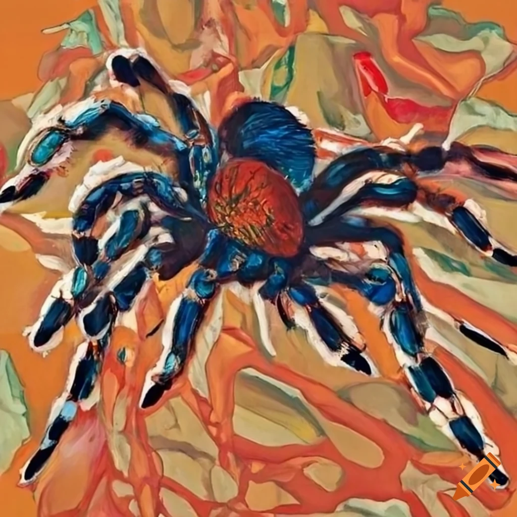 Tarantula from above in the style of egon schiele on Craiyon