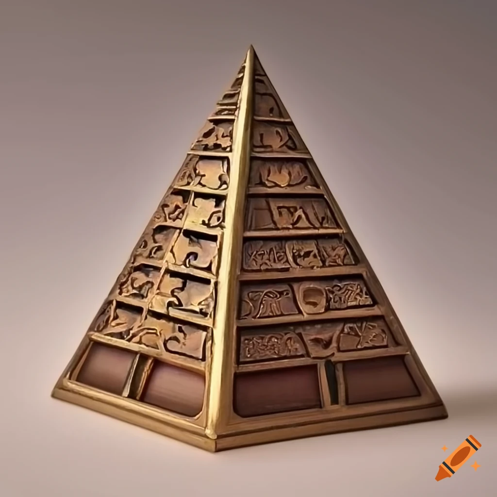 Bronze pyramid-shaped puzzle chest on Craiyon