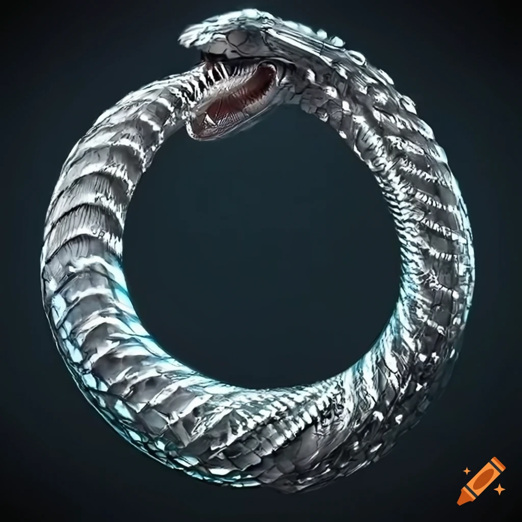 A cybernetic high tech digital ouroboros high definition high quality ...