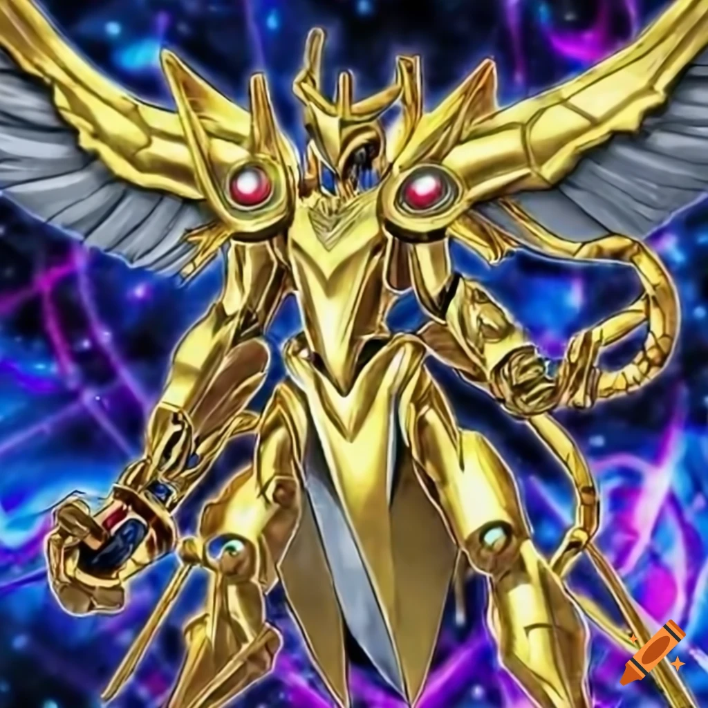 Yugioh card art. majestic golden cyber-archangel