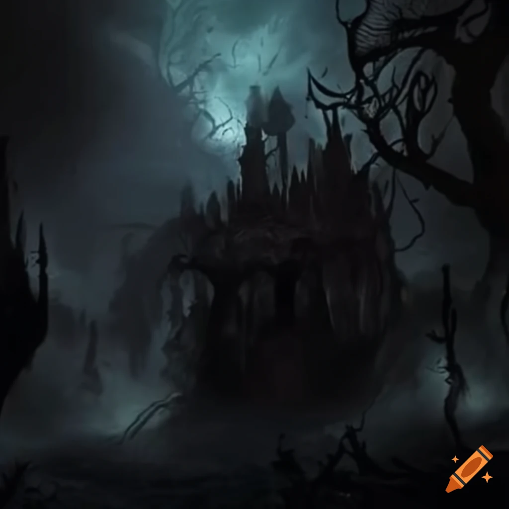 Mysterious dark realm inhabited by haunted spirits and undead creatures on Craiyon