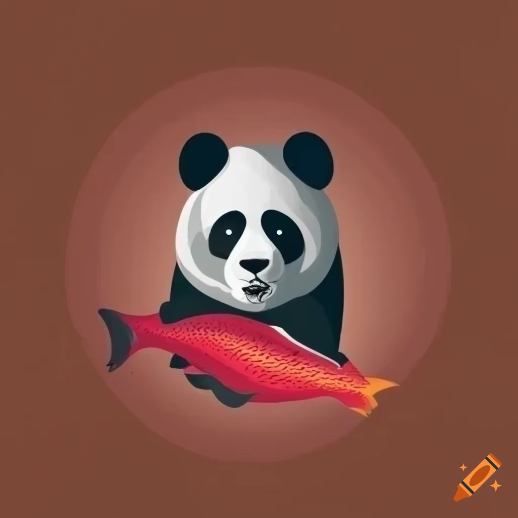 Panda salmon logo vector
