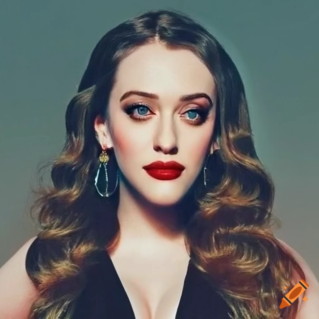 Kat Dennings in golden dress, symmetrical face, high detailed, beauty ...