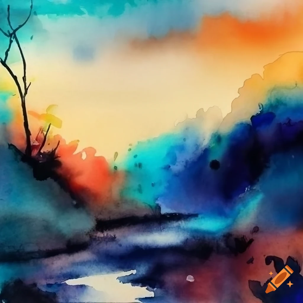 Abstract watercolor landscapes