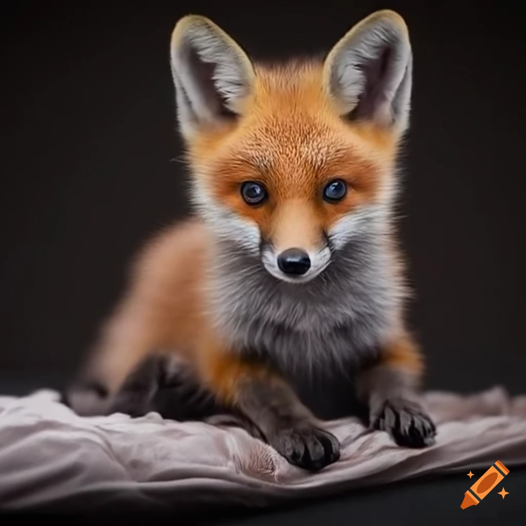 Baby fox in bed on Craiyon