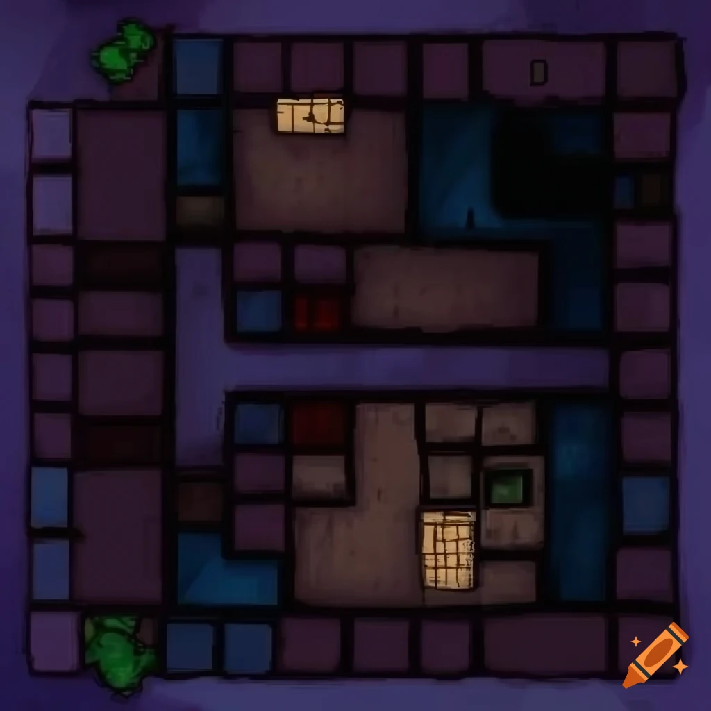 Top down 2d map, gang hideout, warehouse, art thieves, game map, level ...