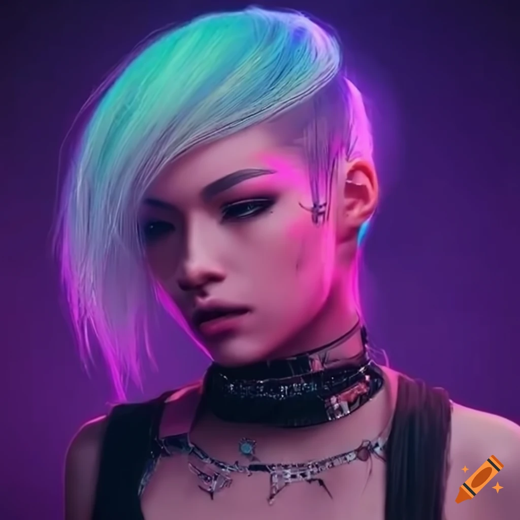 Cyberpunk hairstyle for popstar on Craiyon