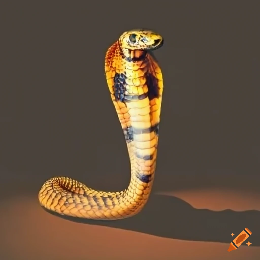 Spectacled cobra in shadow of sun on Craiyon