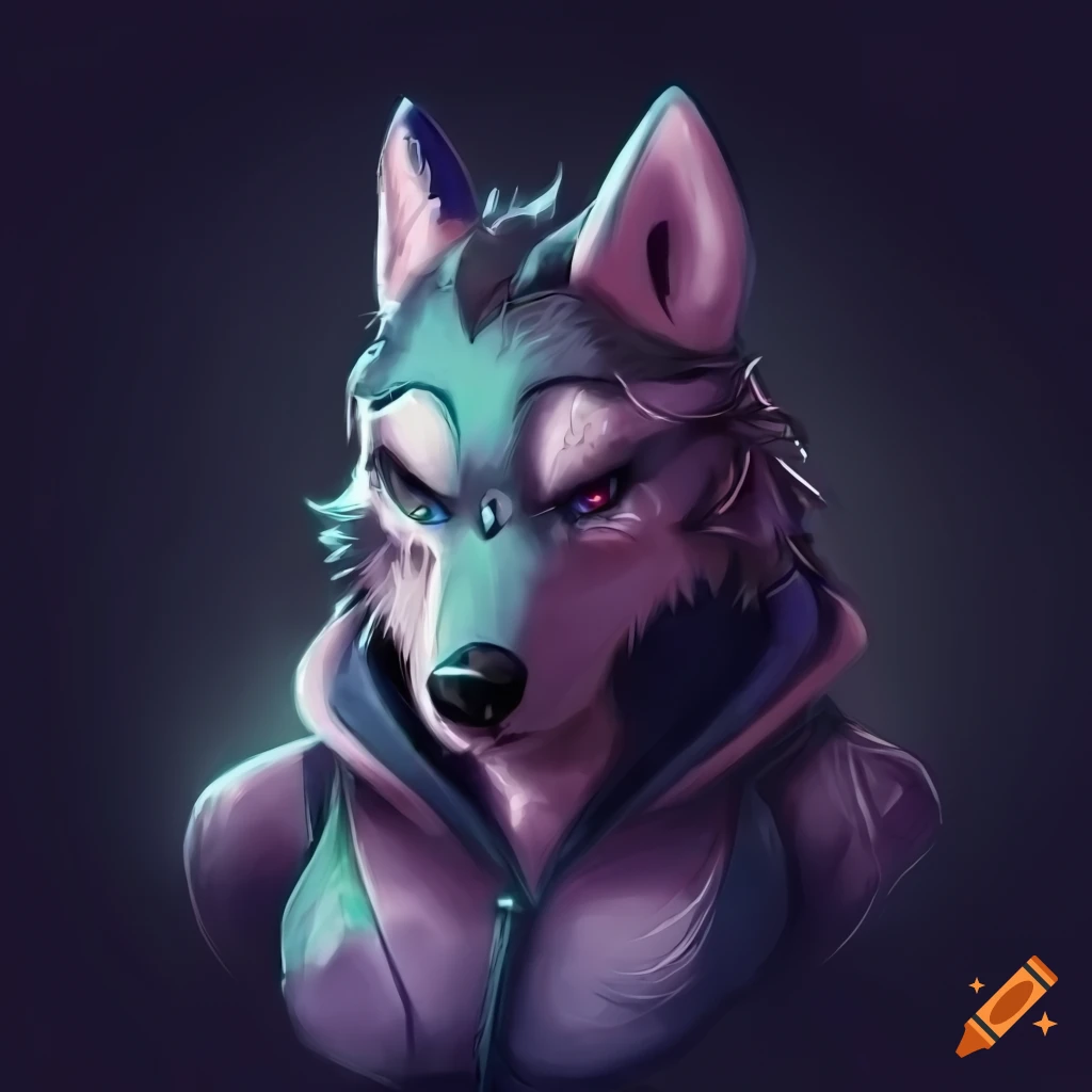 Furrie anthro, wolf, futuristic muzzle, spaceman