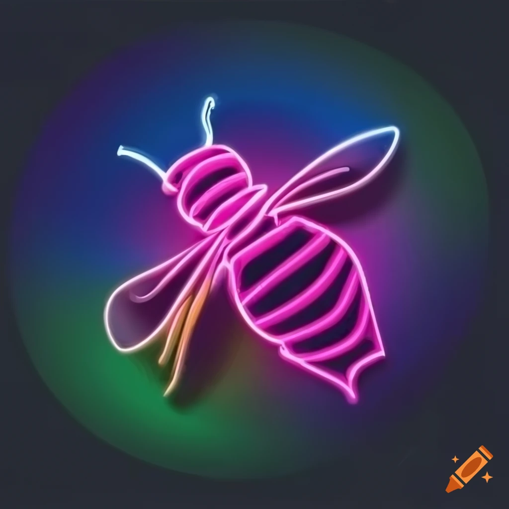 Vector color logo with neon bee on Craiyon