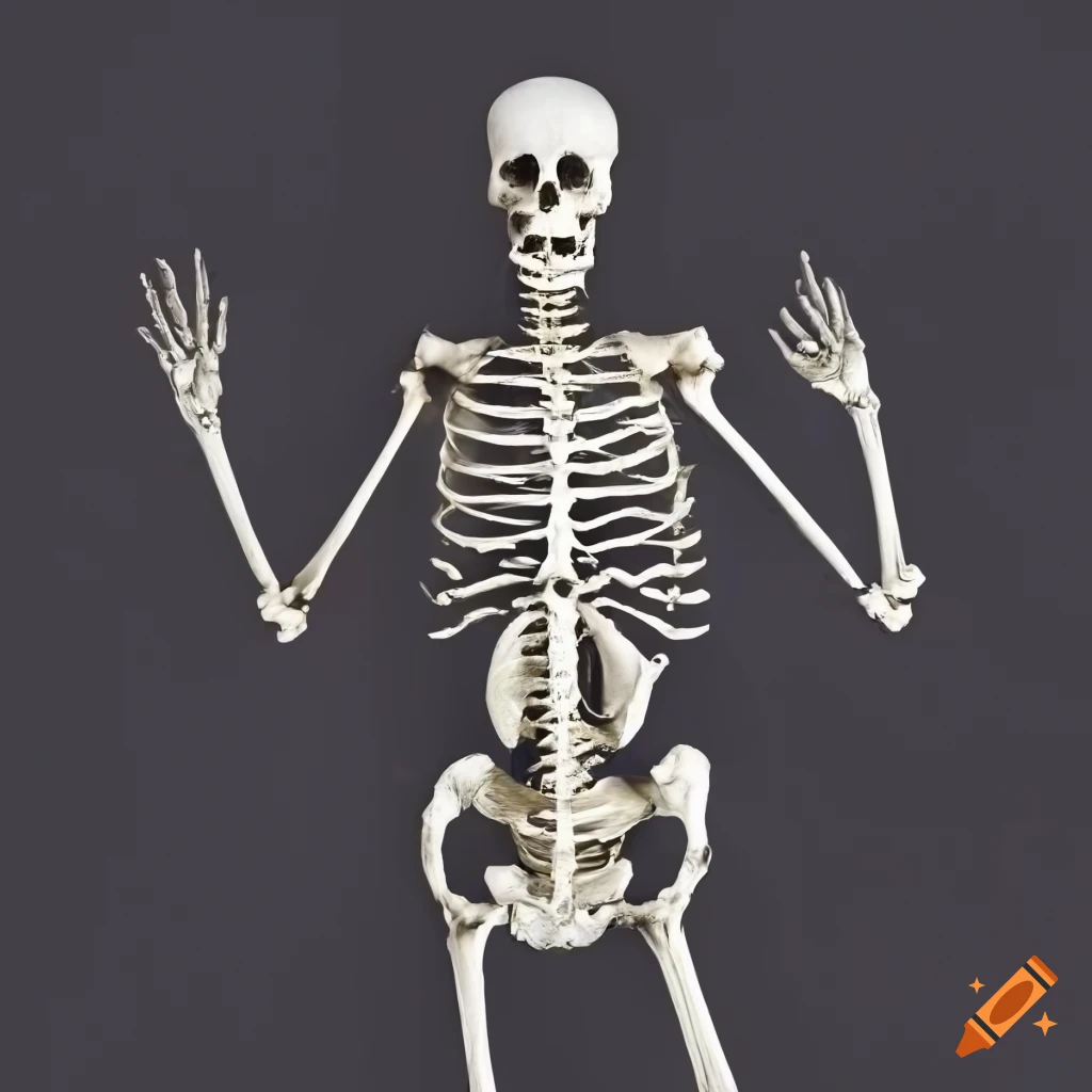Skeleton over a black background