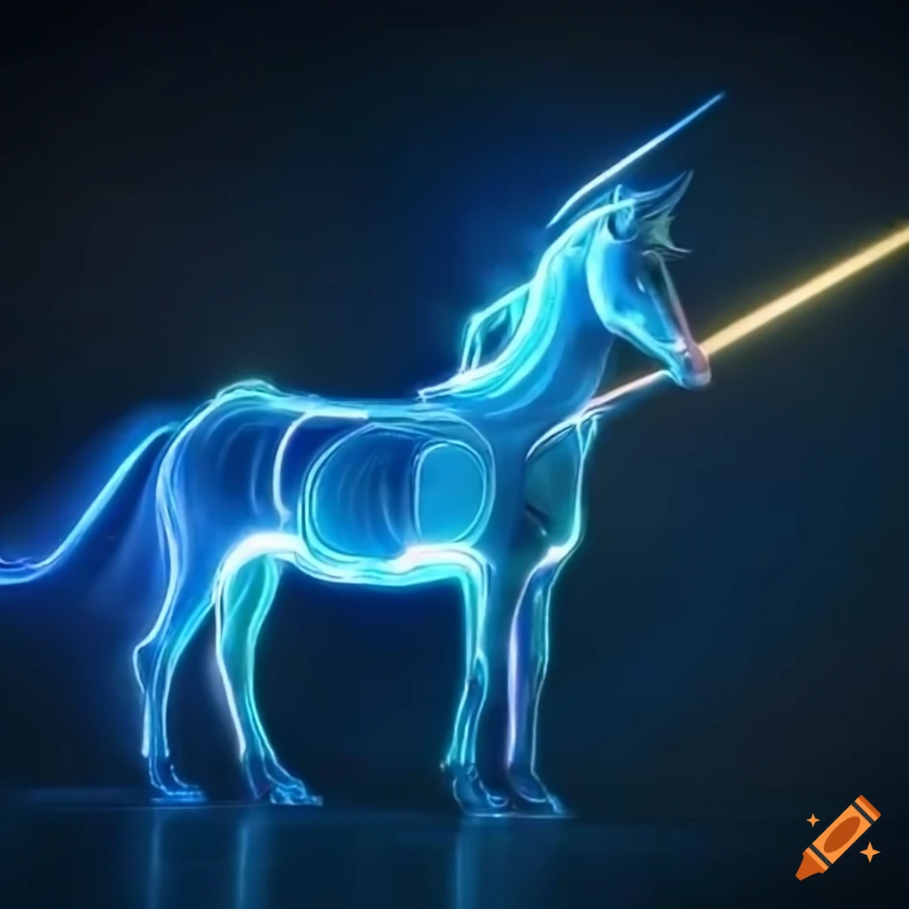 Unicorn with tron style lights on it on Craiyon